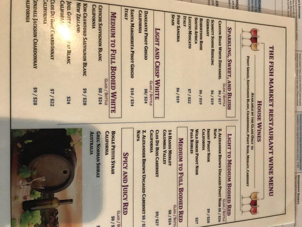 Menu at The Fish Market Restaurant, Birmingham, US-31