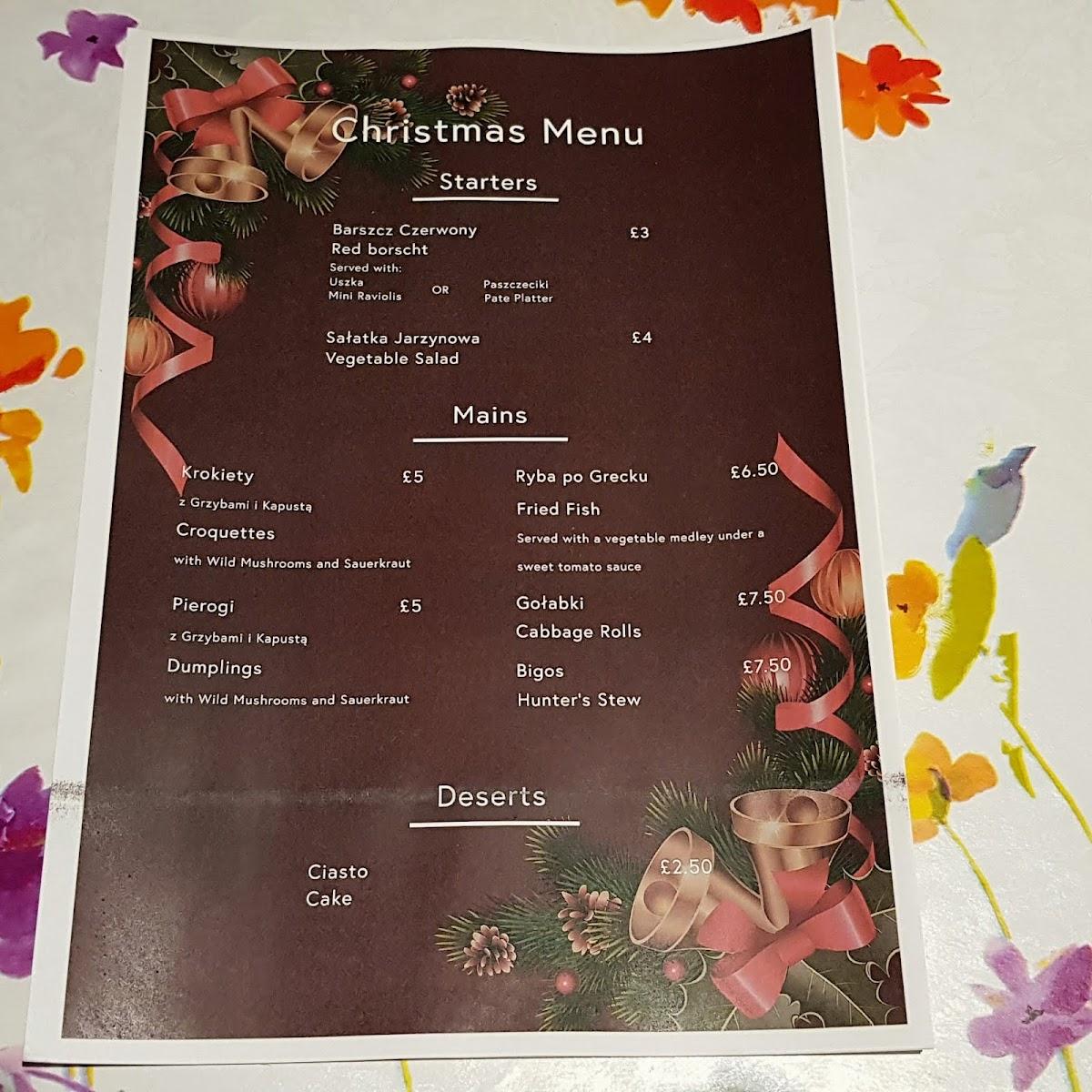 Menu at The Polish Corner restaurant, Huddersfield