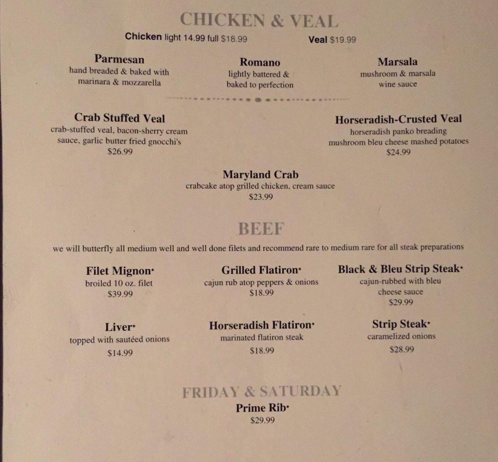 Menu at Touchdown Club II, Latrobe
