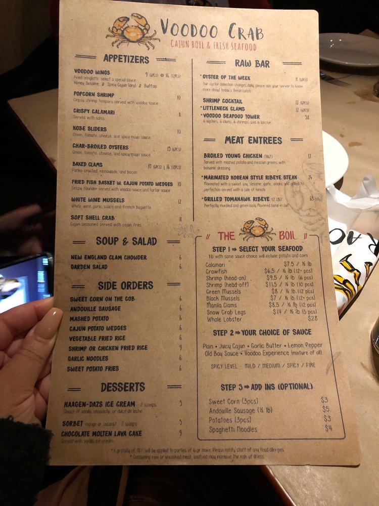 Menu at Voodoo Crab of Massapequa restaurant, Massapequa