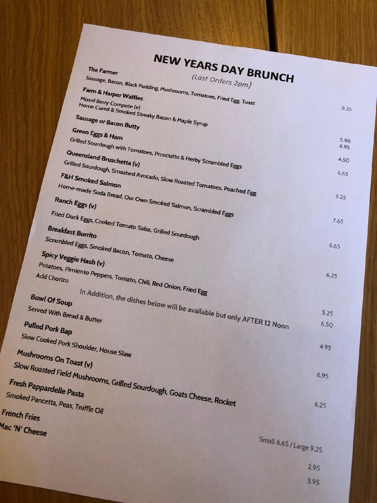 Menu at Farm & Harper restaurant, Whitstable