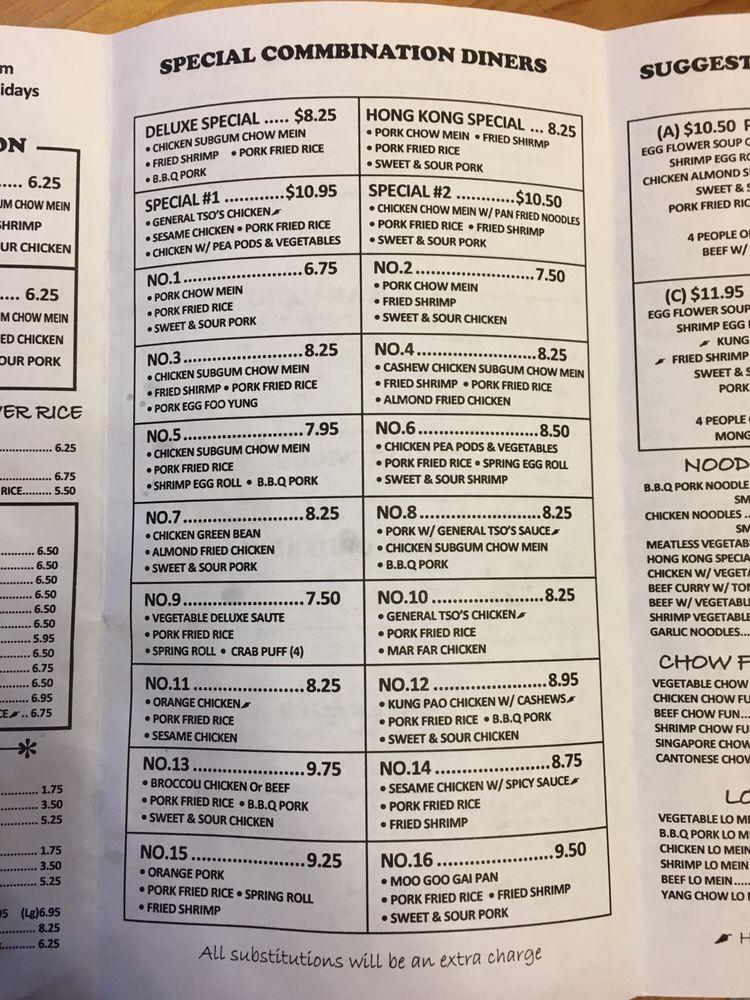 Menu at Hong Kong Restaurant, Astoria