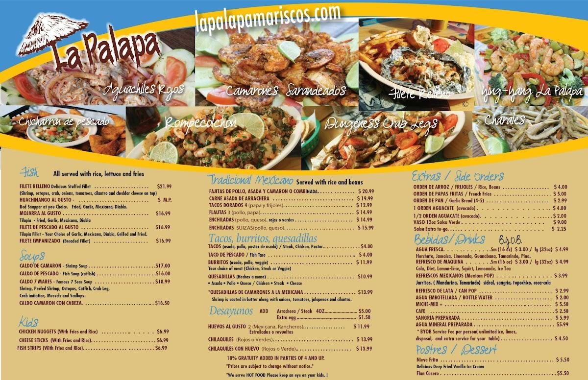 Menu at La Palapa restaurant, Chicago, W 34th St
