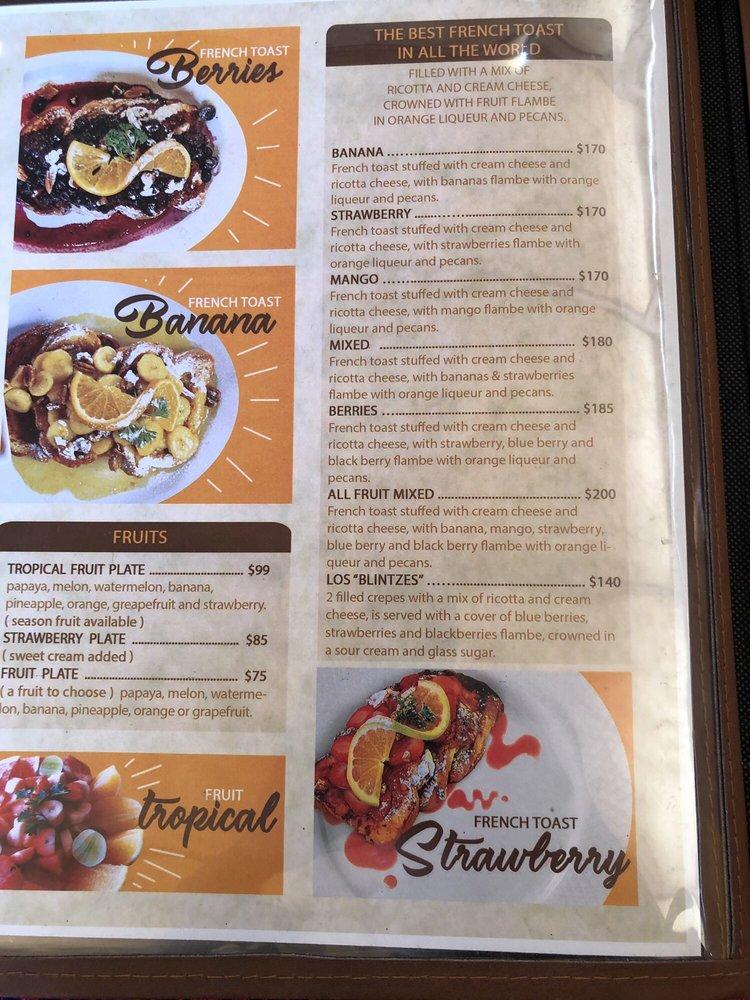 Menu at Mama’s Royal Cafe, Cabo San Lucas