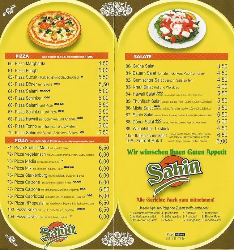 Speisekarte von Sahin Döner & Pizza, Heppenheim (Bergstraße ...
