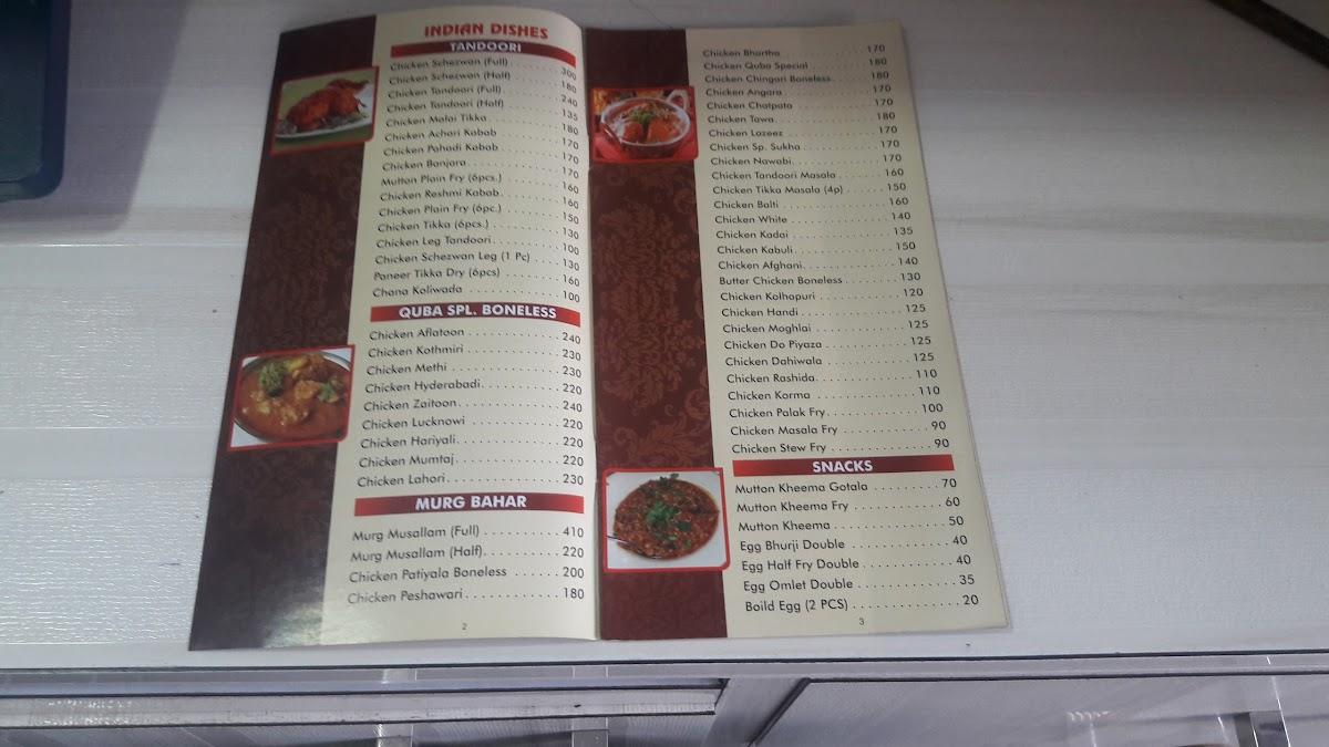 Menu at cafe quba, Mumbai