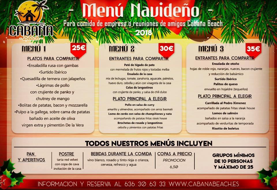 Menu at Chiringuito Cabaña Beach Marbella restaurant, Marbella