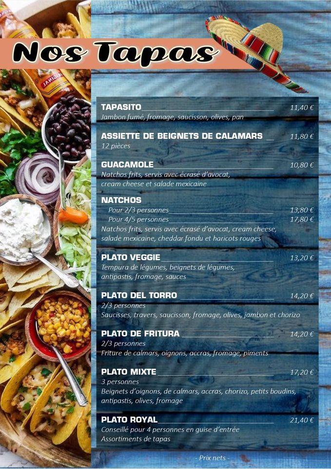 Menu au El Pueblo Del Papito pub et bar, Douarnenez