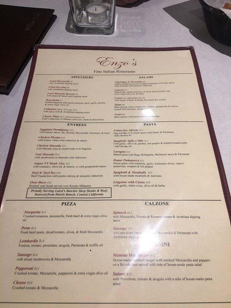 Menu at Enzo's Italian Restaurant, Santa Paula