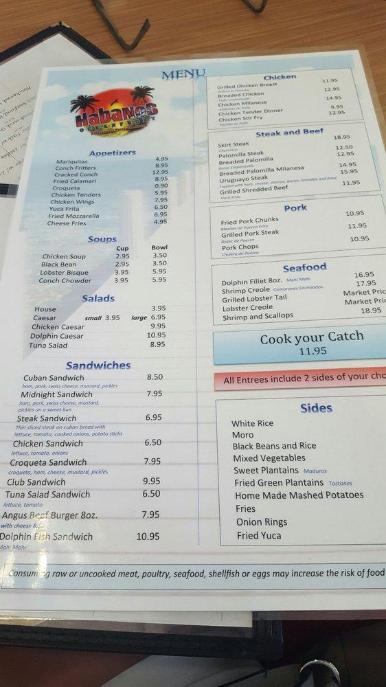 Menu at Habanos Oceanfront Dining pub & bar, Islamorada