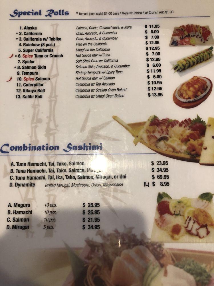 Menu at Kikuya Restaurant, Honolulu, 1315 N King St