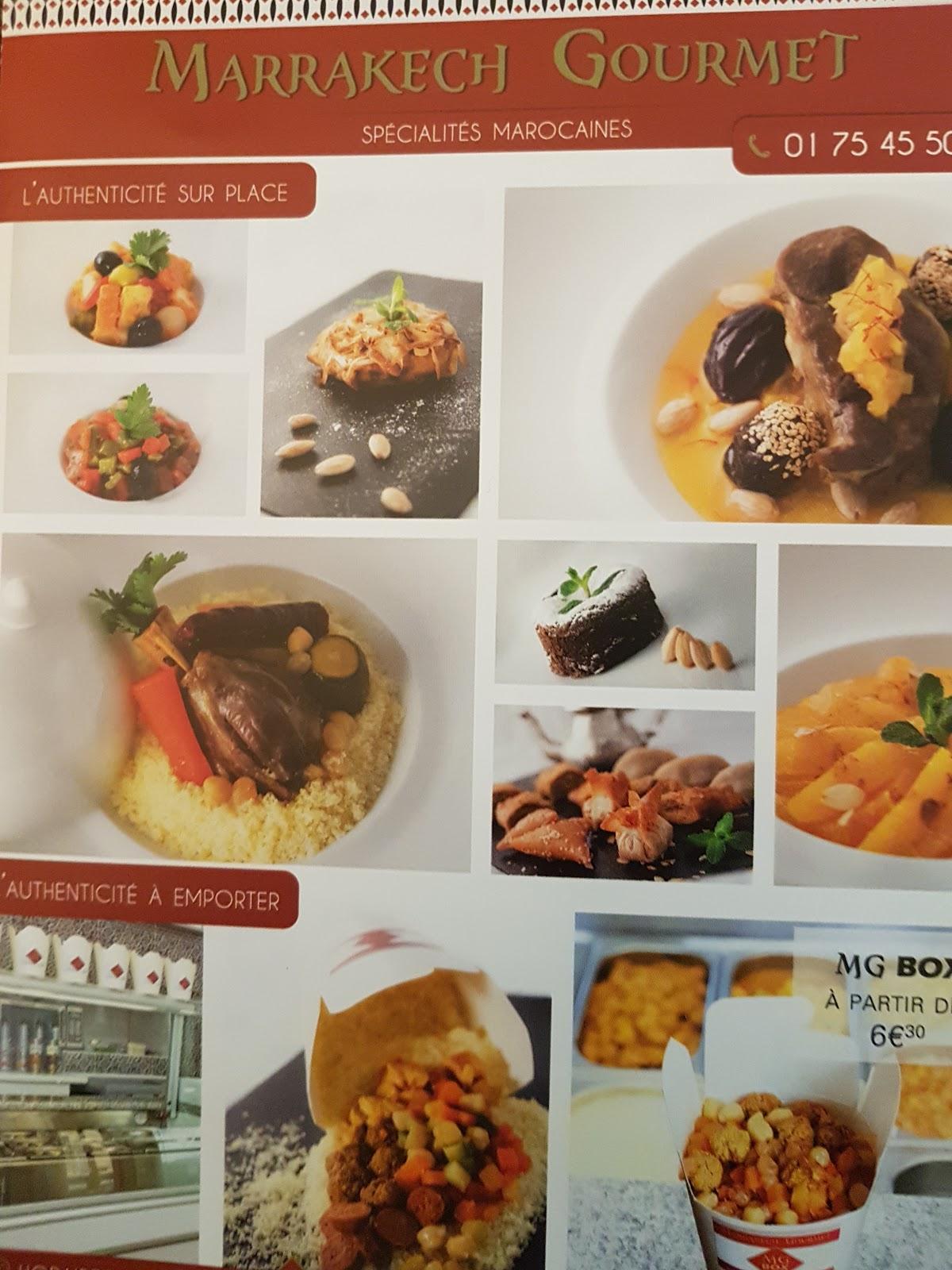Menu at Marrakech Gourmet restaurant, Versailles