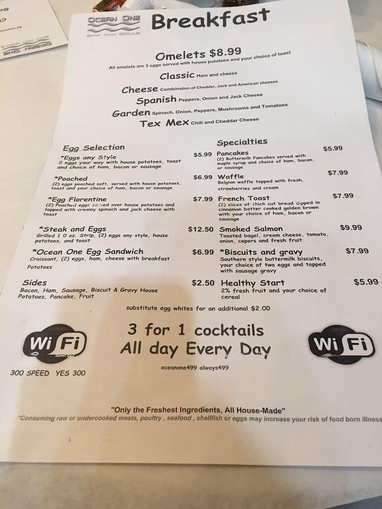 Menu at Ocean One Bar & Grille, Las Vegas