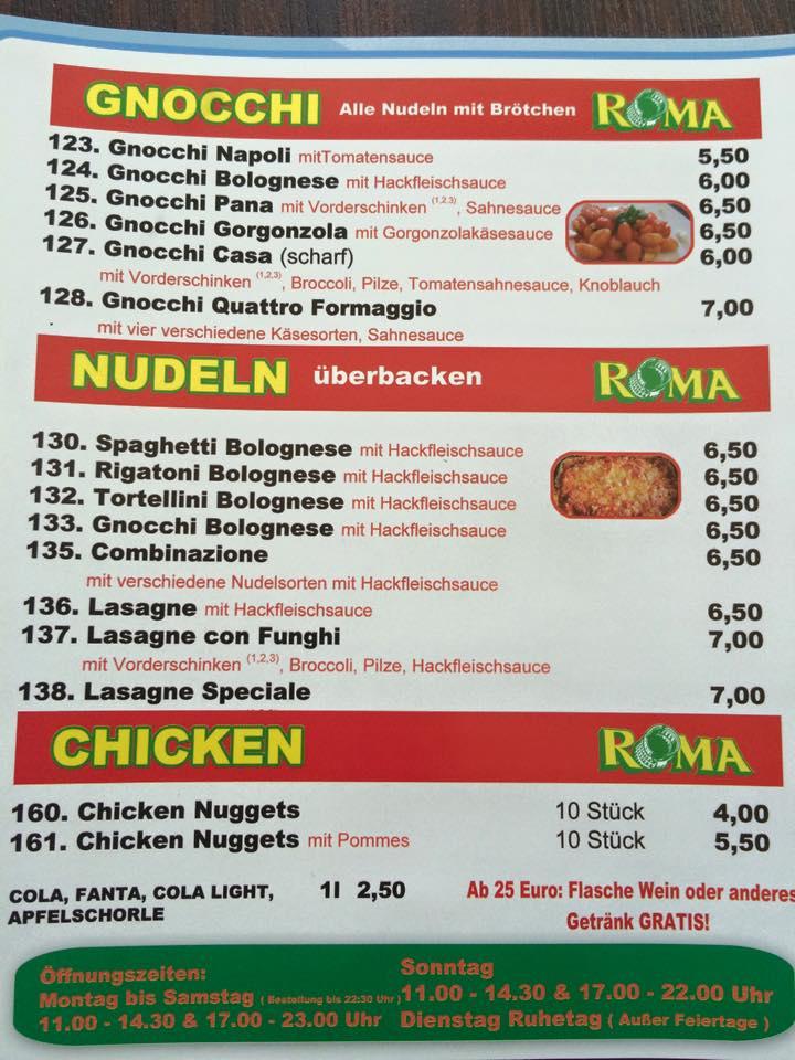 Menu at Pizzeria Roma, Herborn