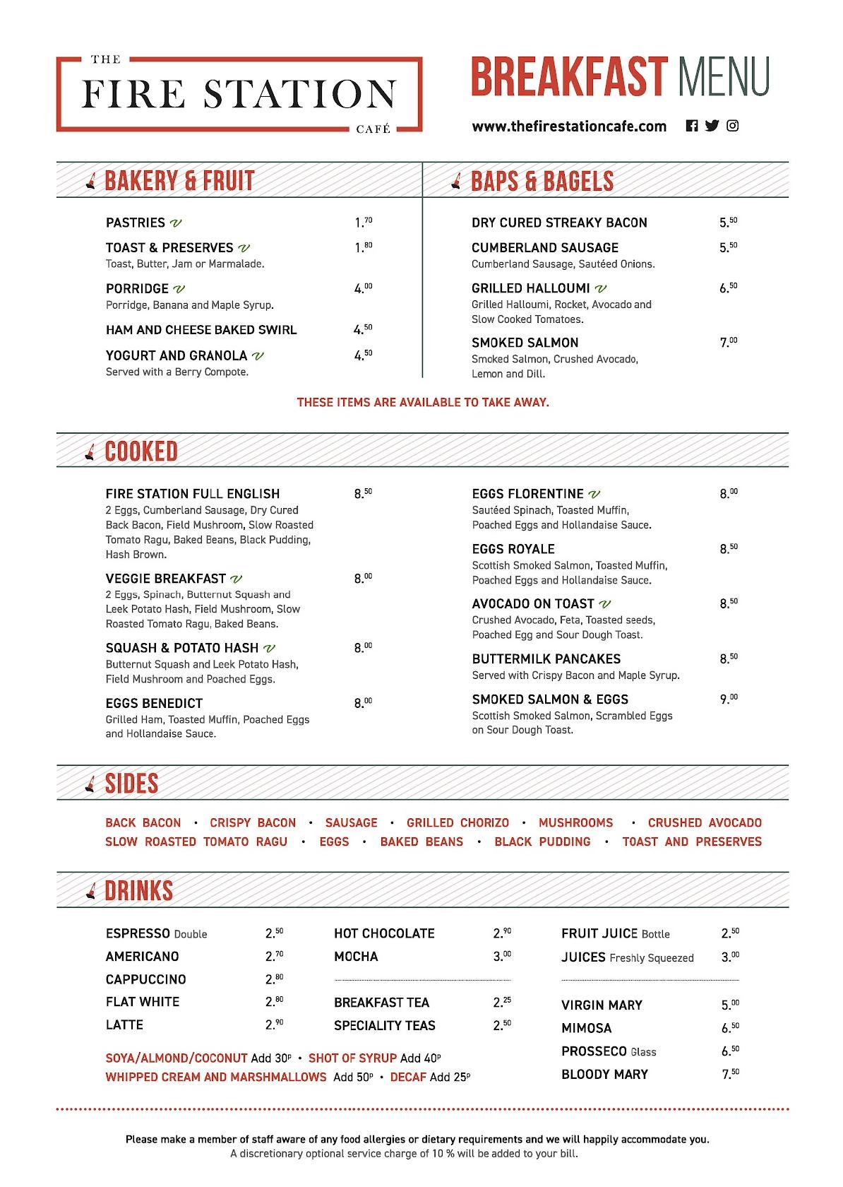 Menu at The Fire Station Brasserie restaurant, Chatham