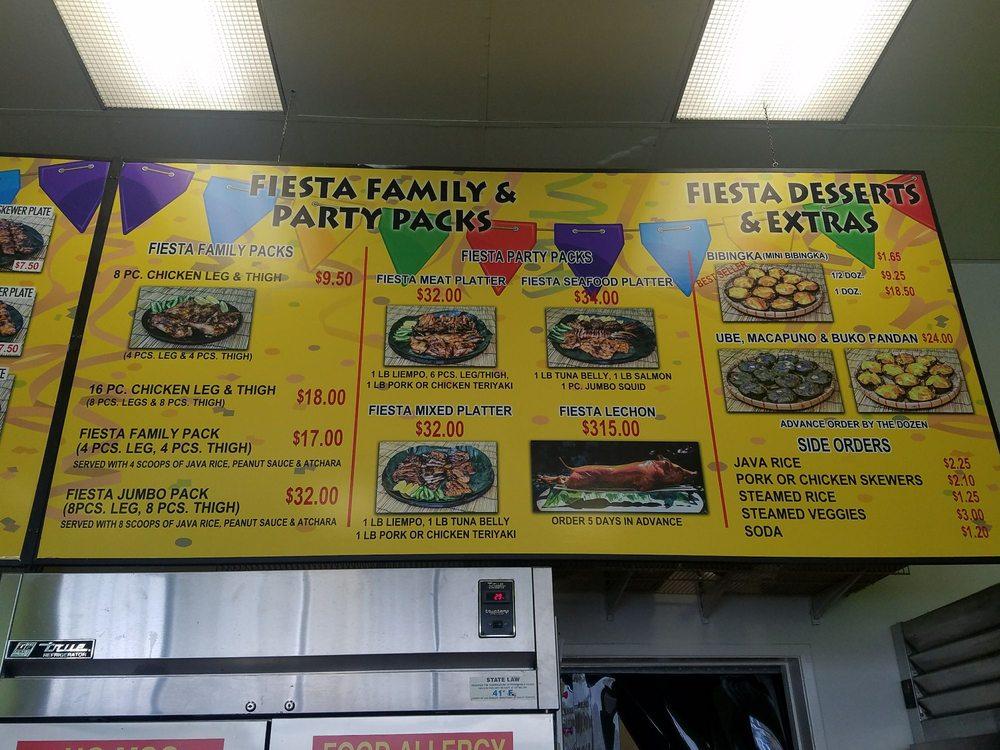 Menu at Fiesta Barbecue & Bibingka, Carson