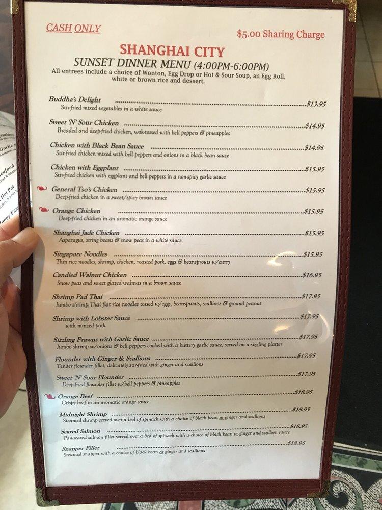Menu at Shanghai City restaurant, Boca Raton