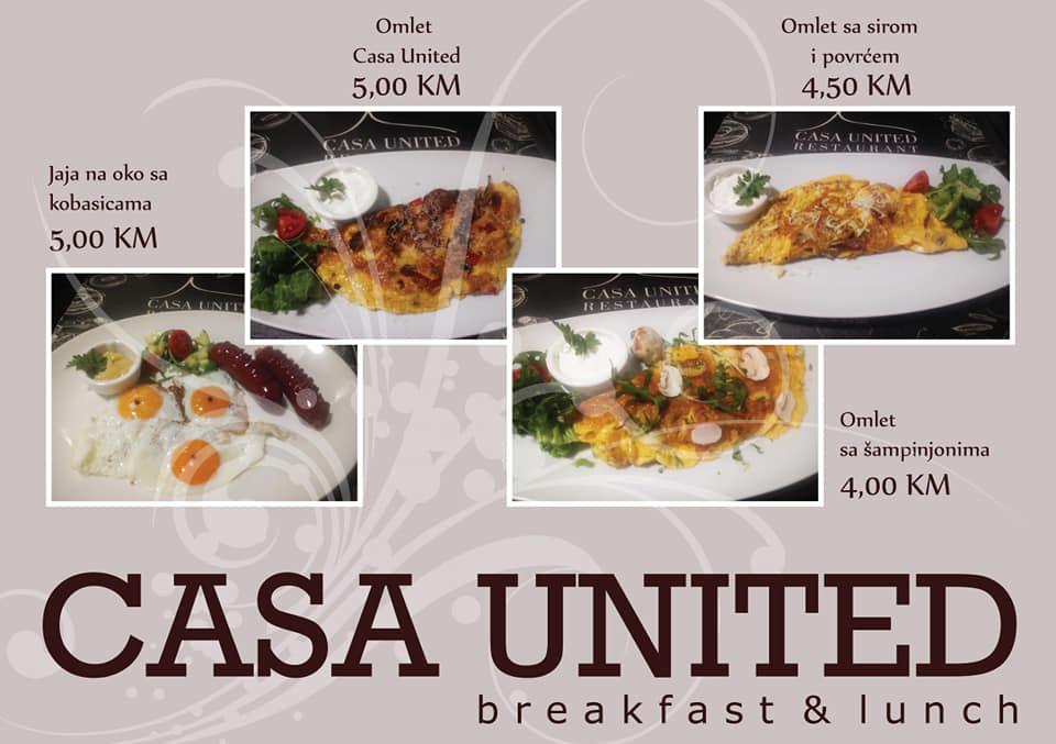 Carta de Casa United Restaurant, Sarajevo