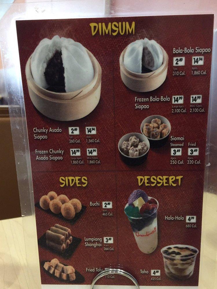 Carta del restaurante Chowking, Milpitas