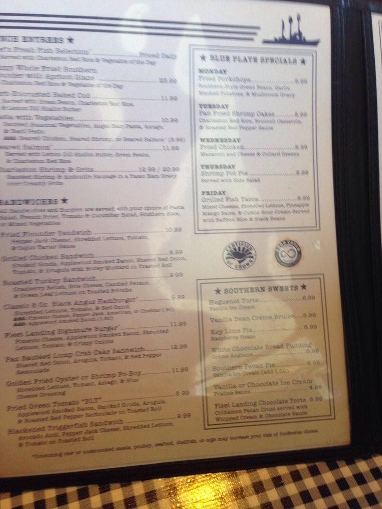 Menu at Fleet Landing Restaurant & Bar, Charleston