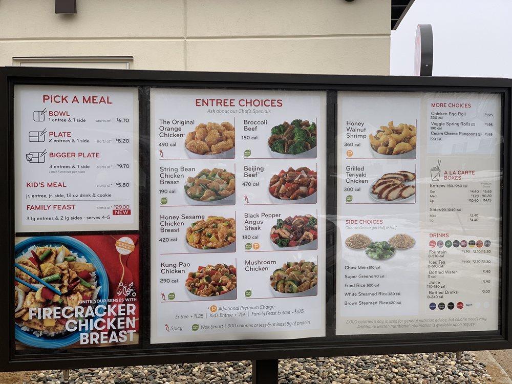 Menu at Panda Express fast food, Portage