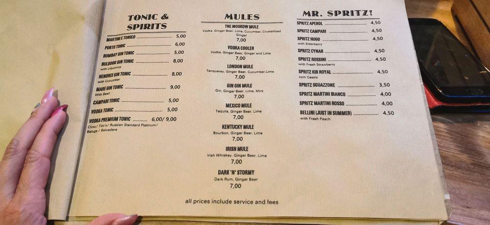 Menu at Tasca Mastai pub & bar, Lisbon