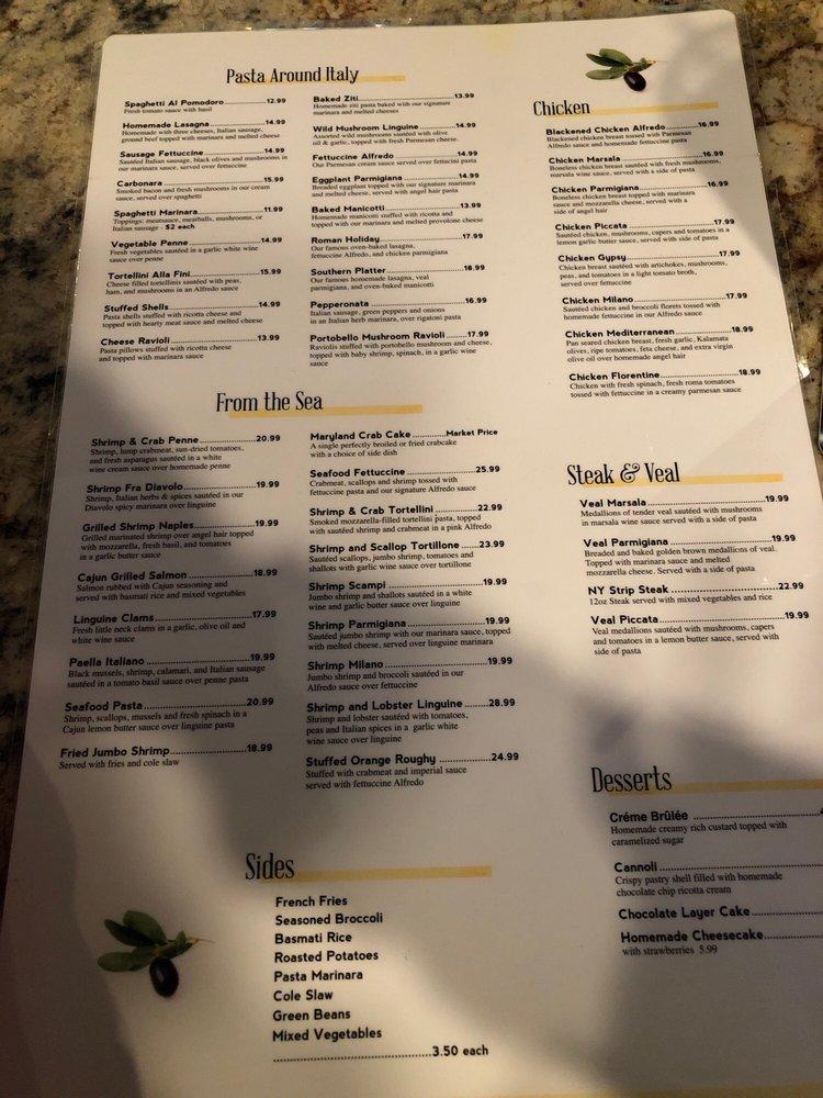 Menu at The Olive Tree restaurant, Glen Burnie