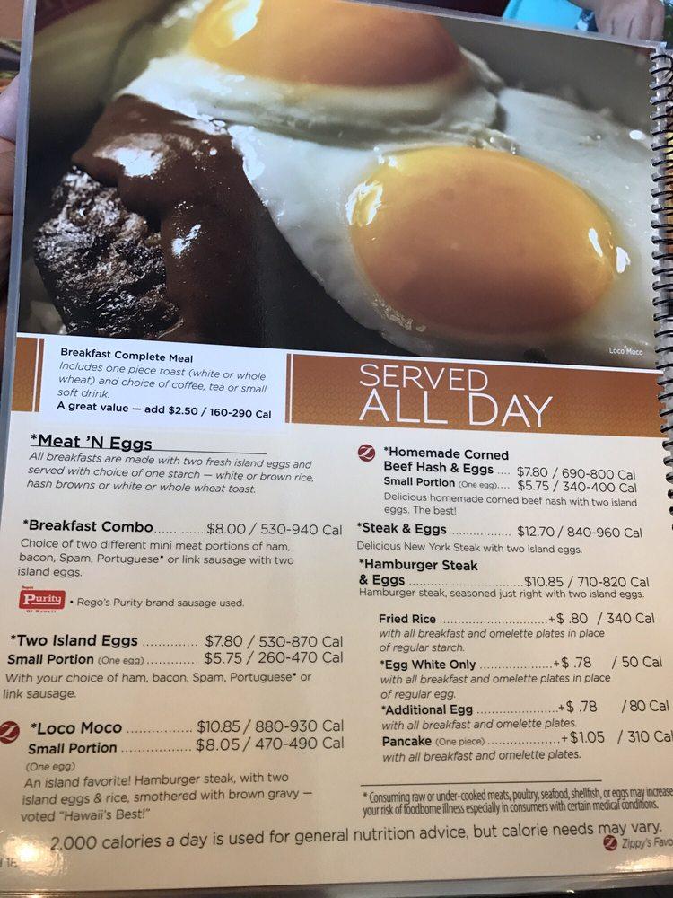 Menu at Zippy's Pearl City fast food, Pearl City, 806 Kamehameha Hwy