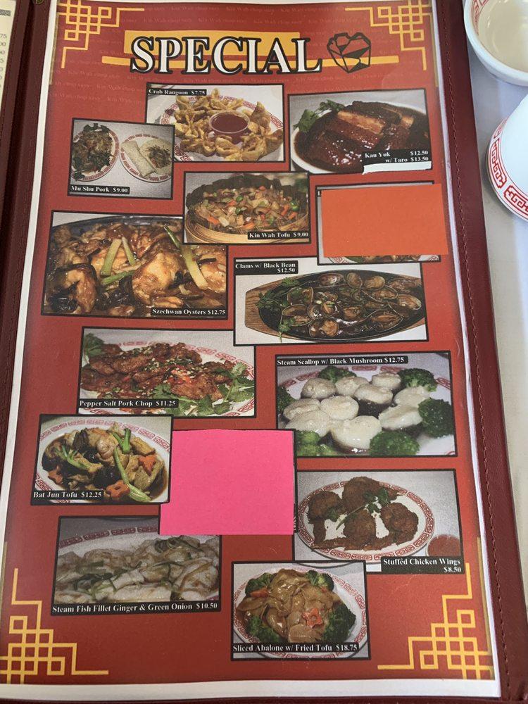 Menu at Kin Wah Chop Suey restaurant, Kaneohe