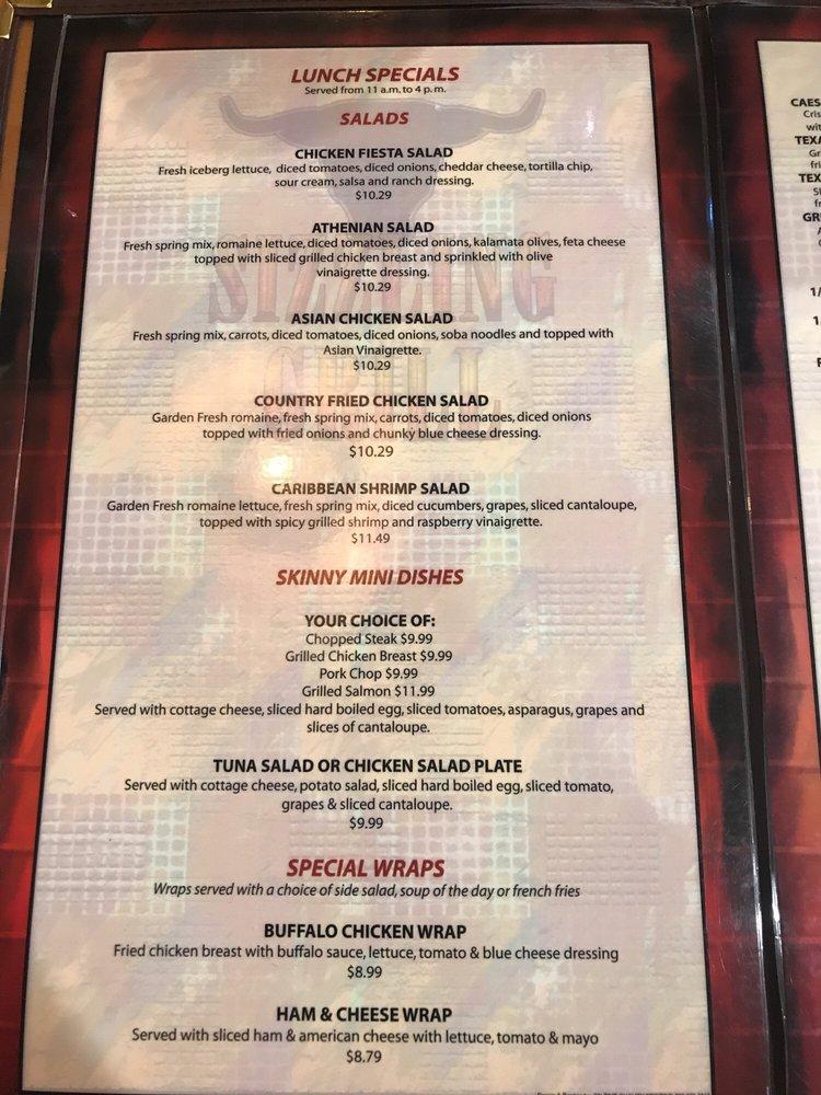 Menu at SIZZLING GRILL steakhouse, Lake Wales