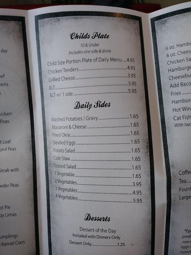 Menu at two sisters Homestyle Cafe, Ashville, US-231