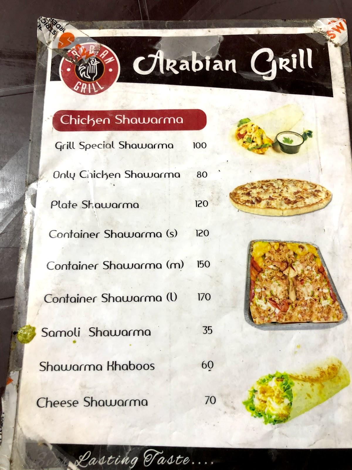 Menu at Arabian Grill, Vadodara