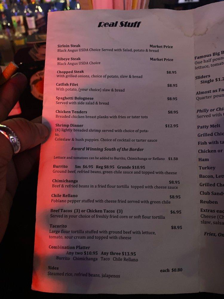 Menu at Billy Bob's New Secrets pub & bar, Tucker