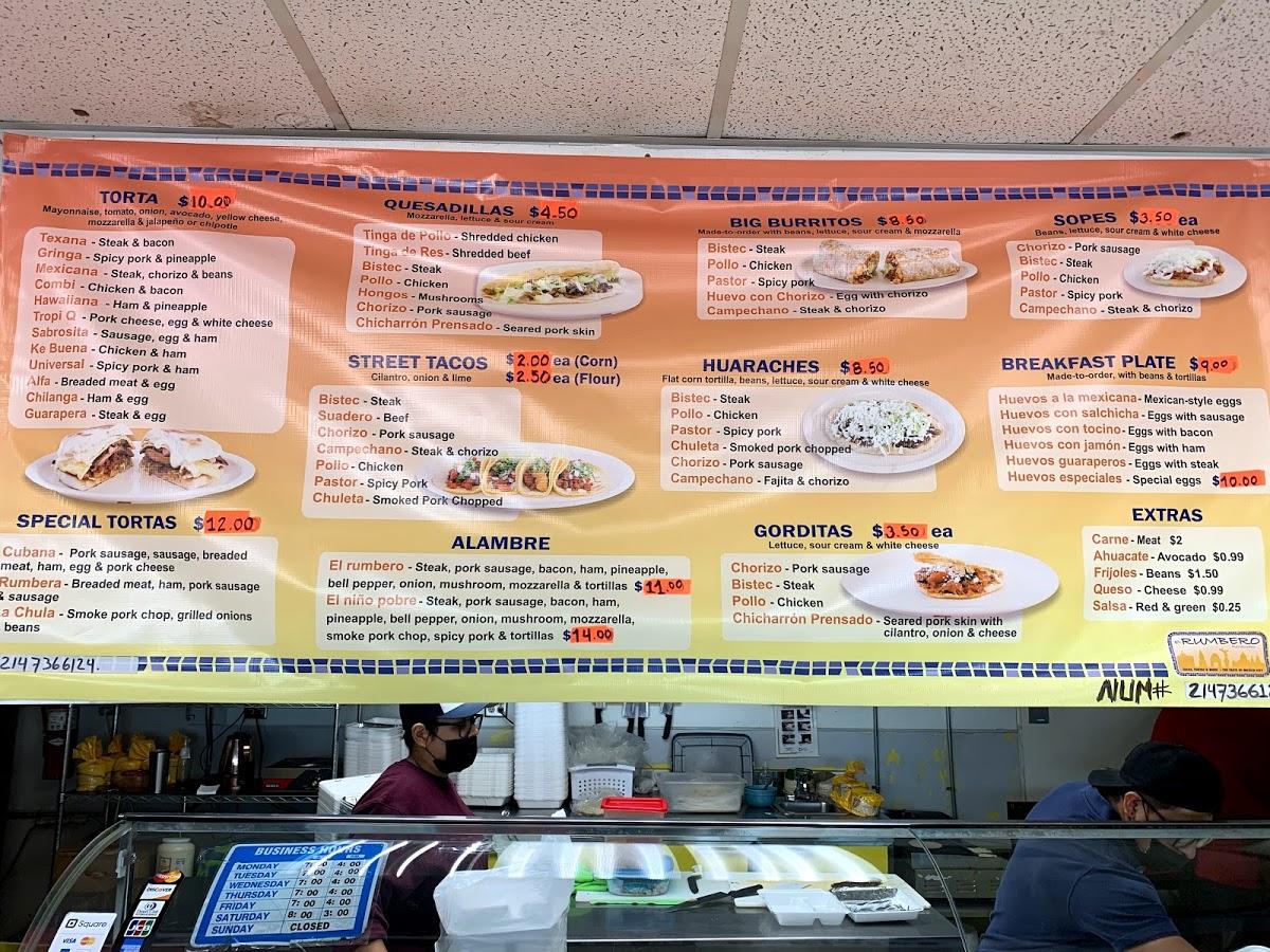 Menu at El Rumbero restaurant, Lewisville, State Hwy 121