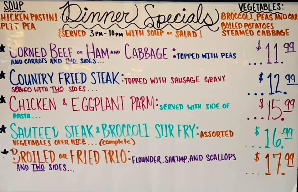 Menu at Elmer Diner Restaurant, Elmer, 41 Front St