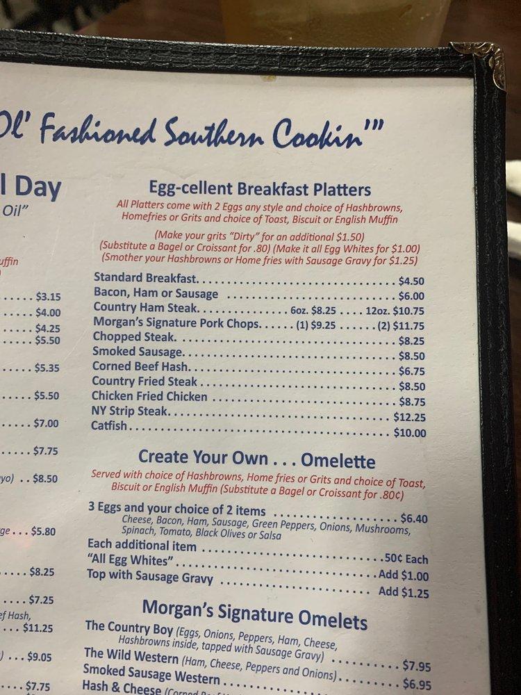 Menu at MORGAN'S restaurant, Royal Palm Beach