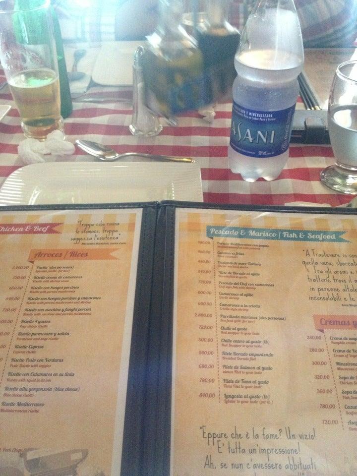 Carta del restaurante Mama Luisa, Punta Cana