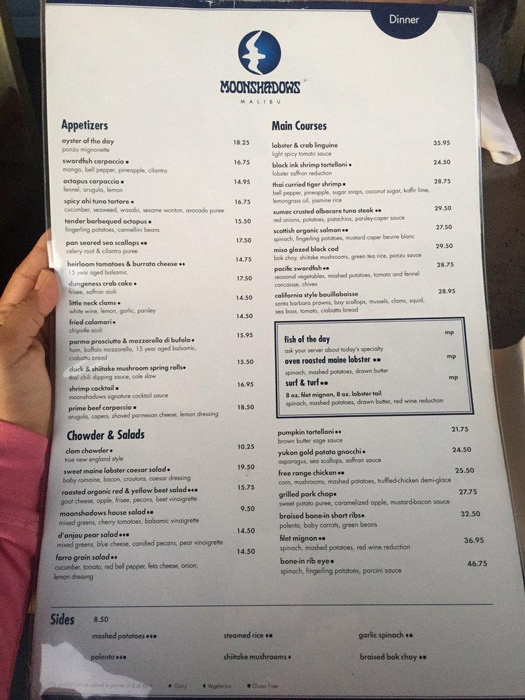 Menu at Moonshadows Malibu pub & bar, Malibu