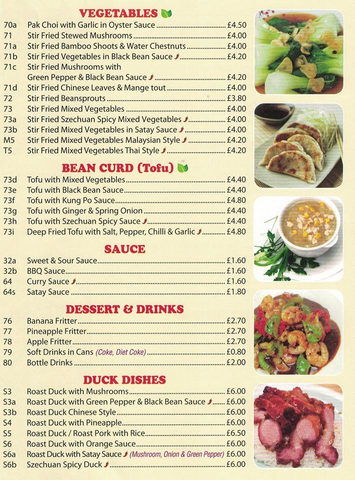 Menu at The Oriental fast food, Redhill