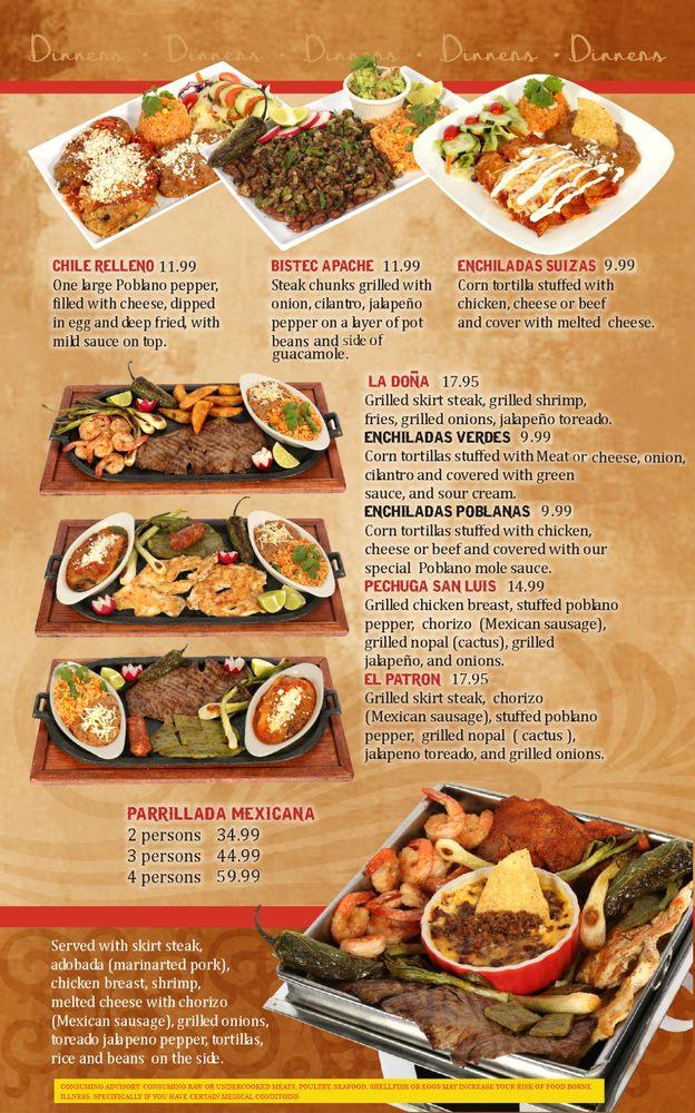 Menu at San Luis restaurant, Whiting