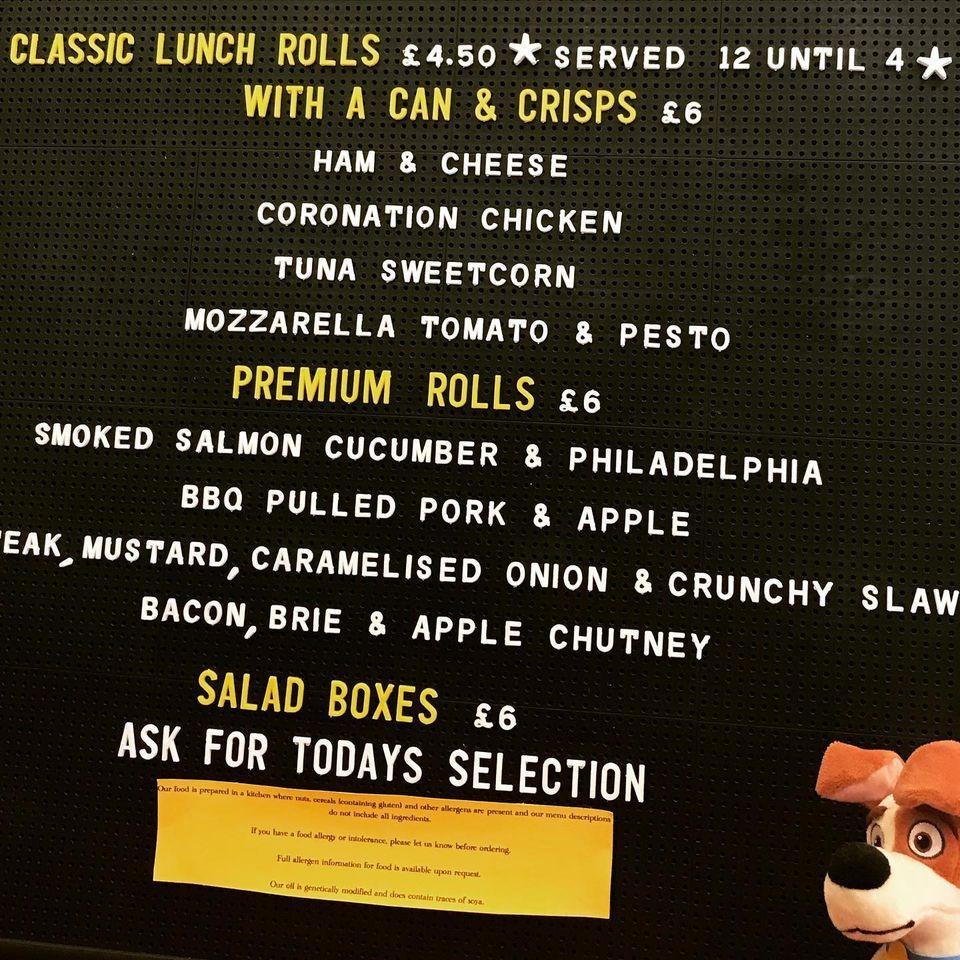 Menu at Servini's cafe, Cardiff