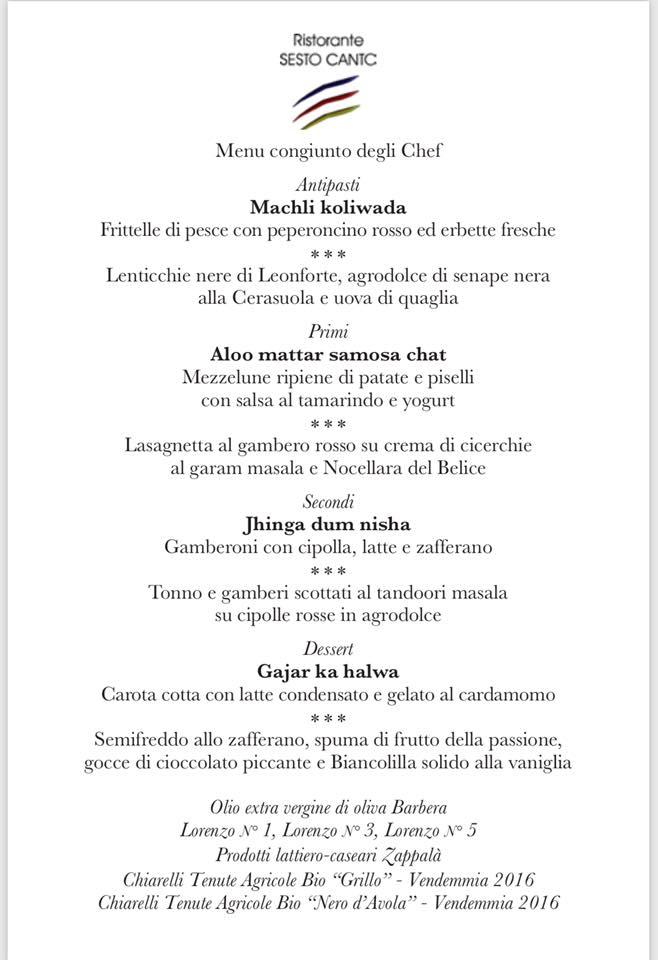 Menu at Sesto Canto restaurant, Palermo
