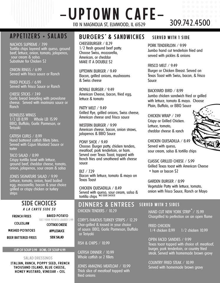 Menu at Uptown Cafe, Elmwood, 118 E Main St