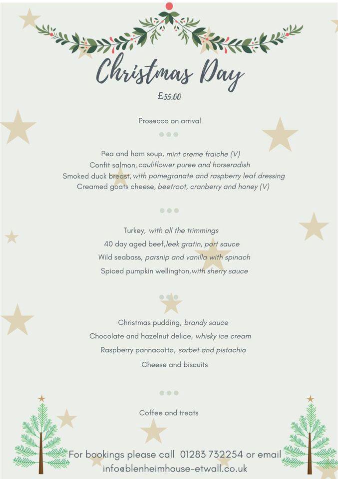 Menu at Blenheim House restaurant, Derby