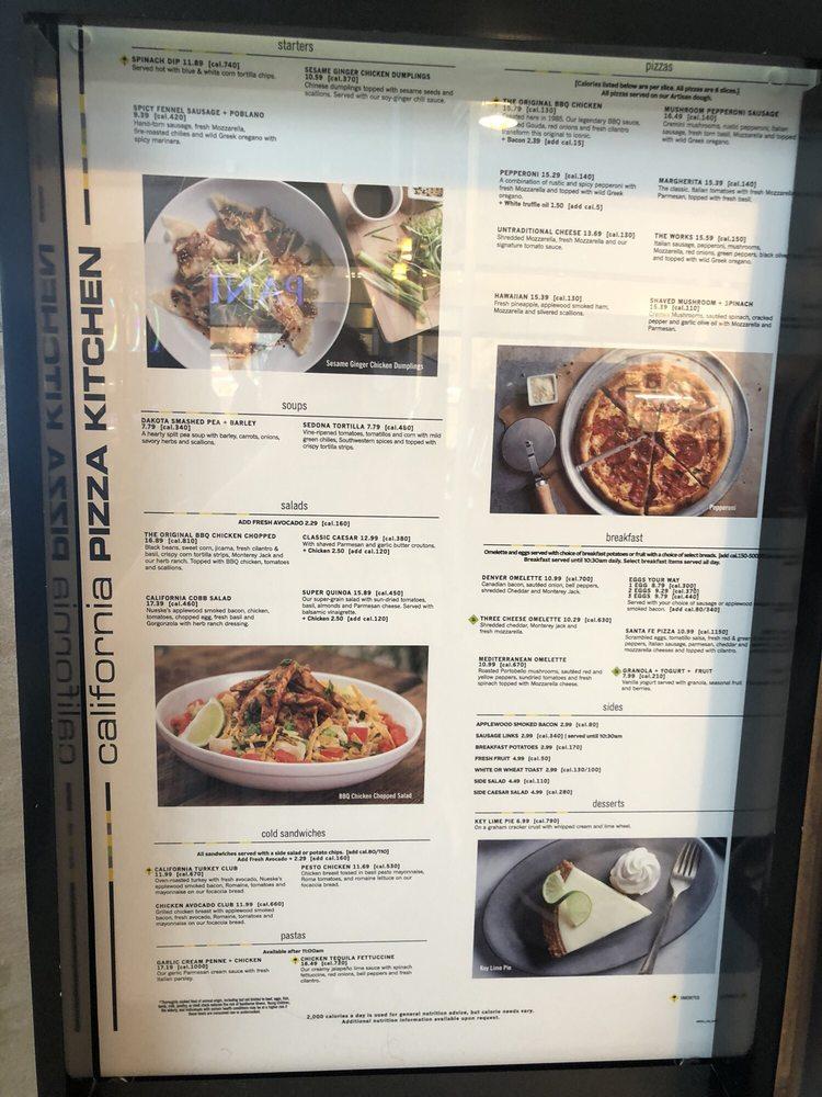 Menu at California Pizza Kitchen pizzeria, Las Vegas, Wayne Newton Blvd
