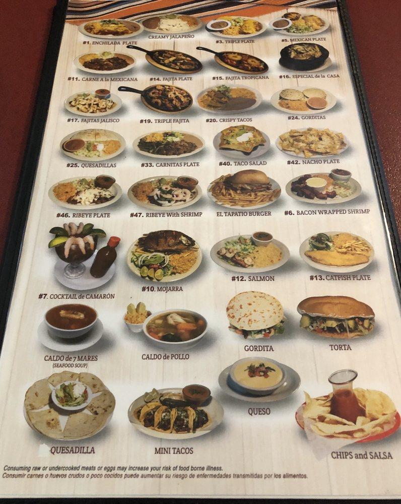 Menu at El Tapatio Mexican Restaurant, Granite Shoals