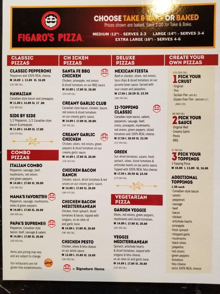 Menu at Figaro's Pizza pizzeria, Salem, Wallace Rd NW