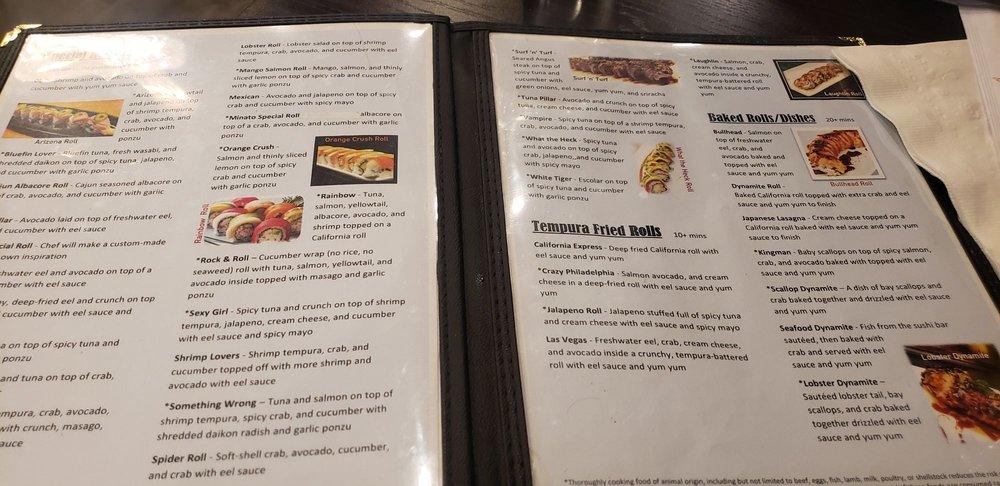 Menu at Minato Japanese & Korean Restaurant, Laughlin