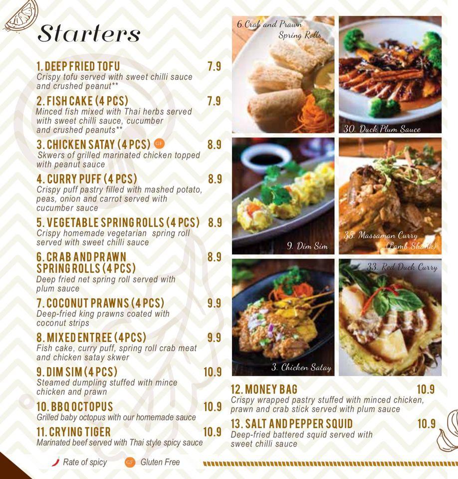 Menu at Andaman Thai Restaurant, Shellharbour