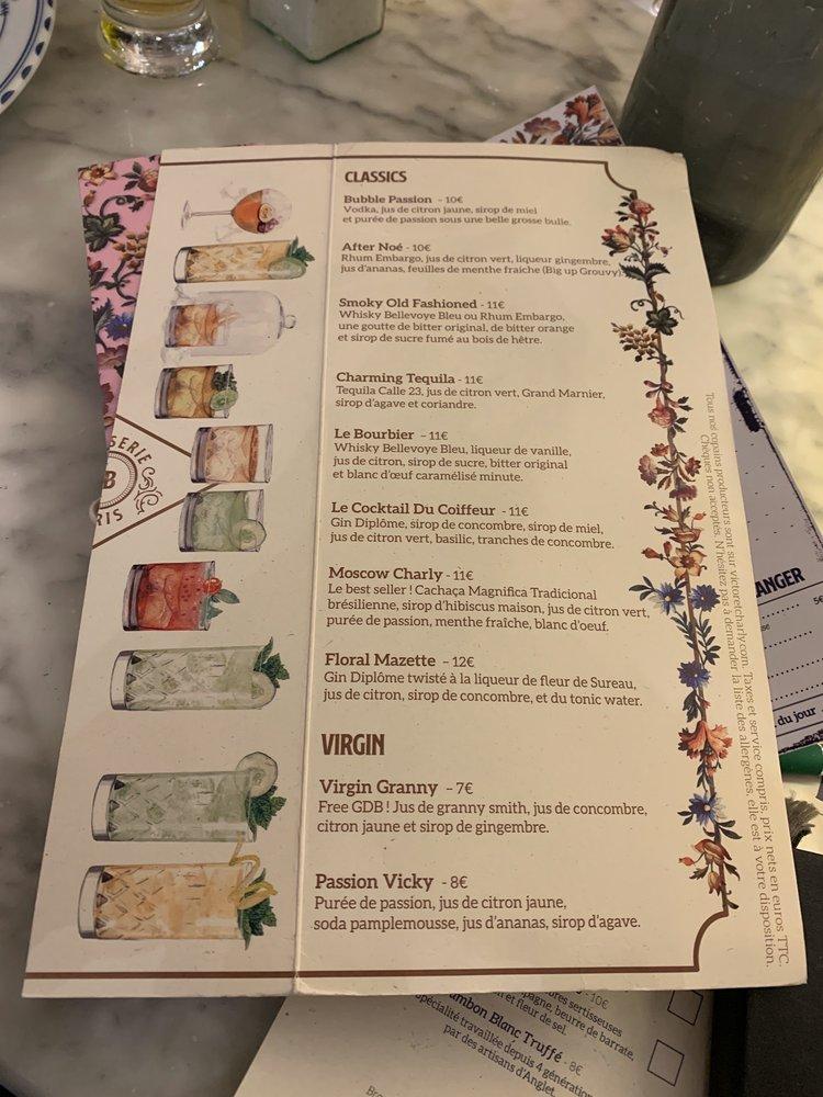 Menu at Brasserie Bellanger restaurant, Paris